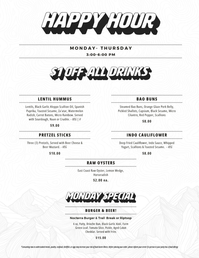 AUDUBON FOOD MENU - Nocterra Brewing Co.